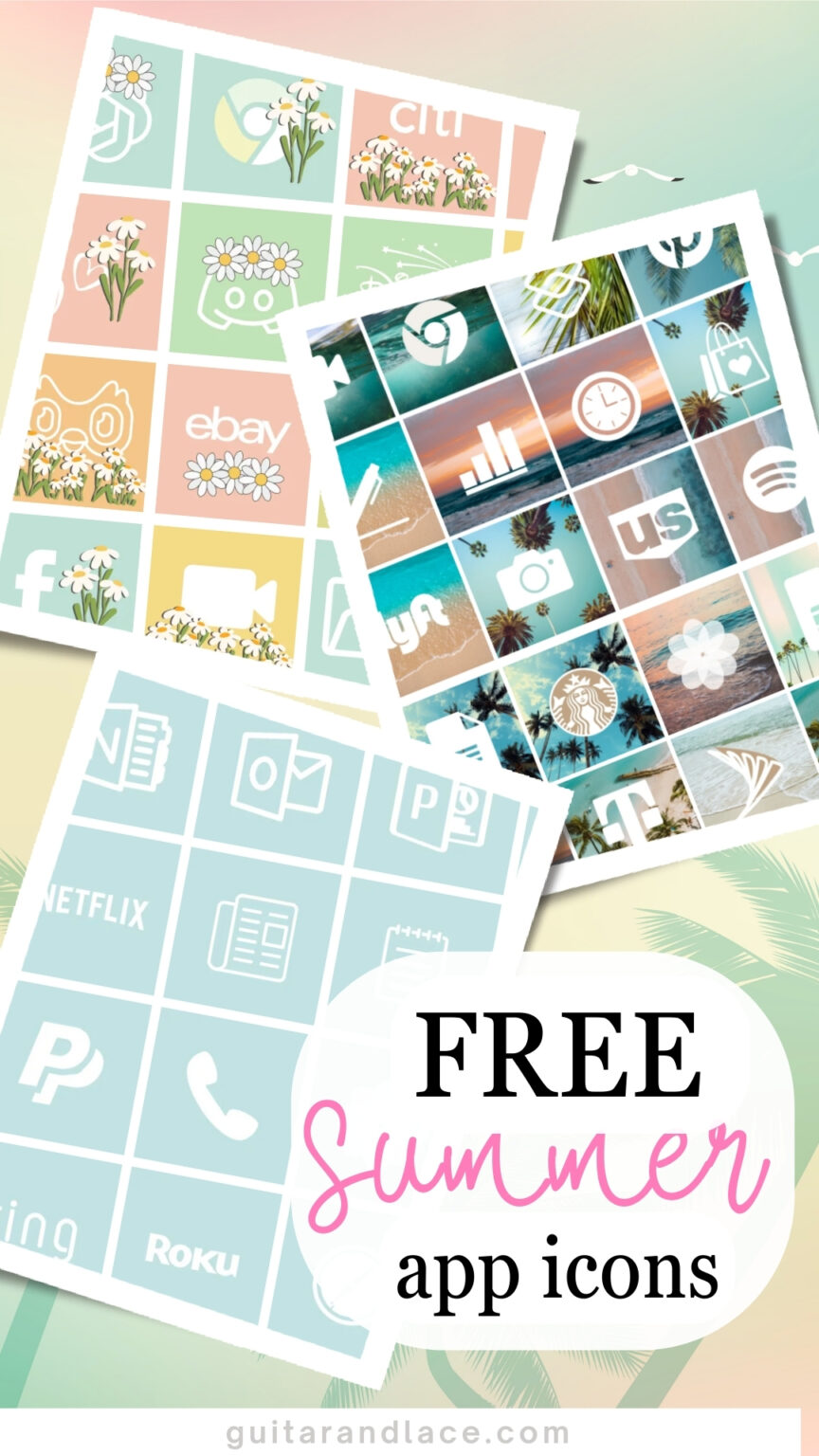 Free Summer App Icons for your phone & ipad | guitar & lace