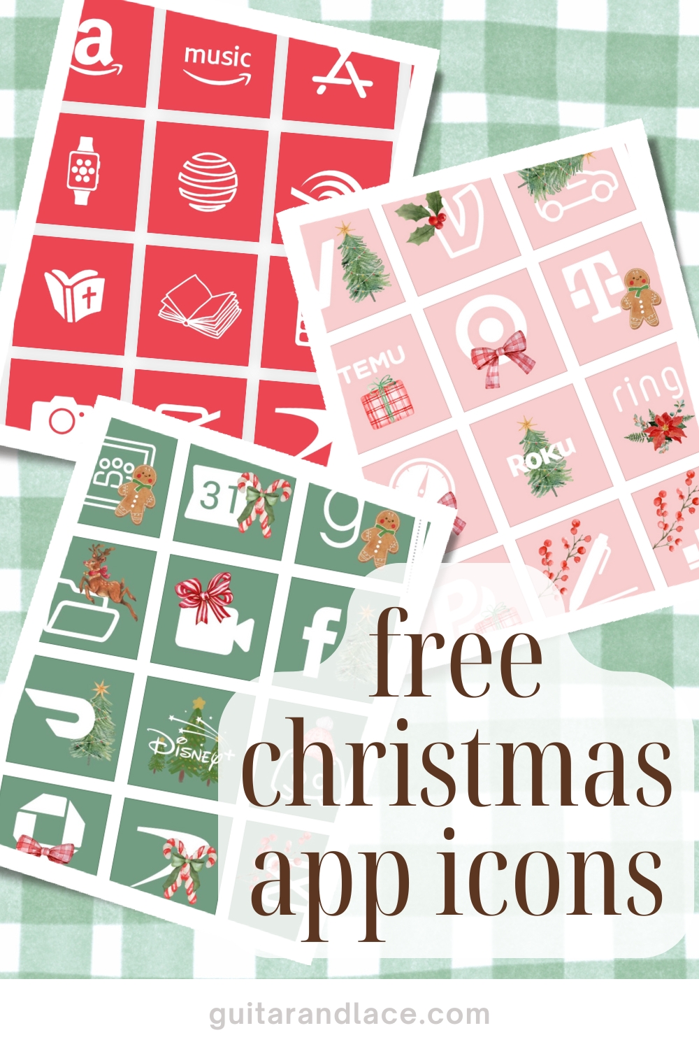 Free Christmas App Icons – Holiday Phone Aesthetic | guitar & lace