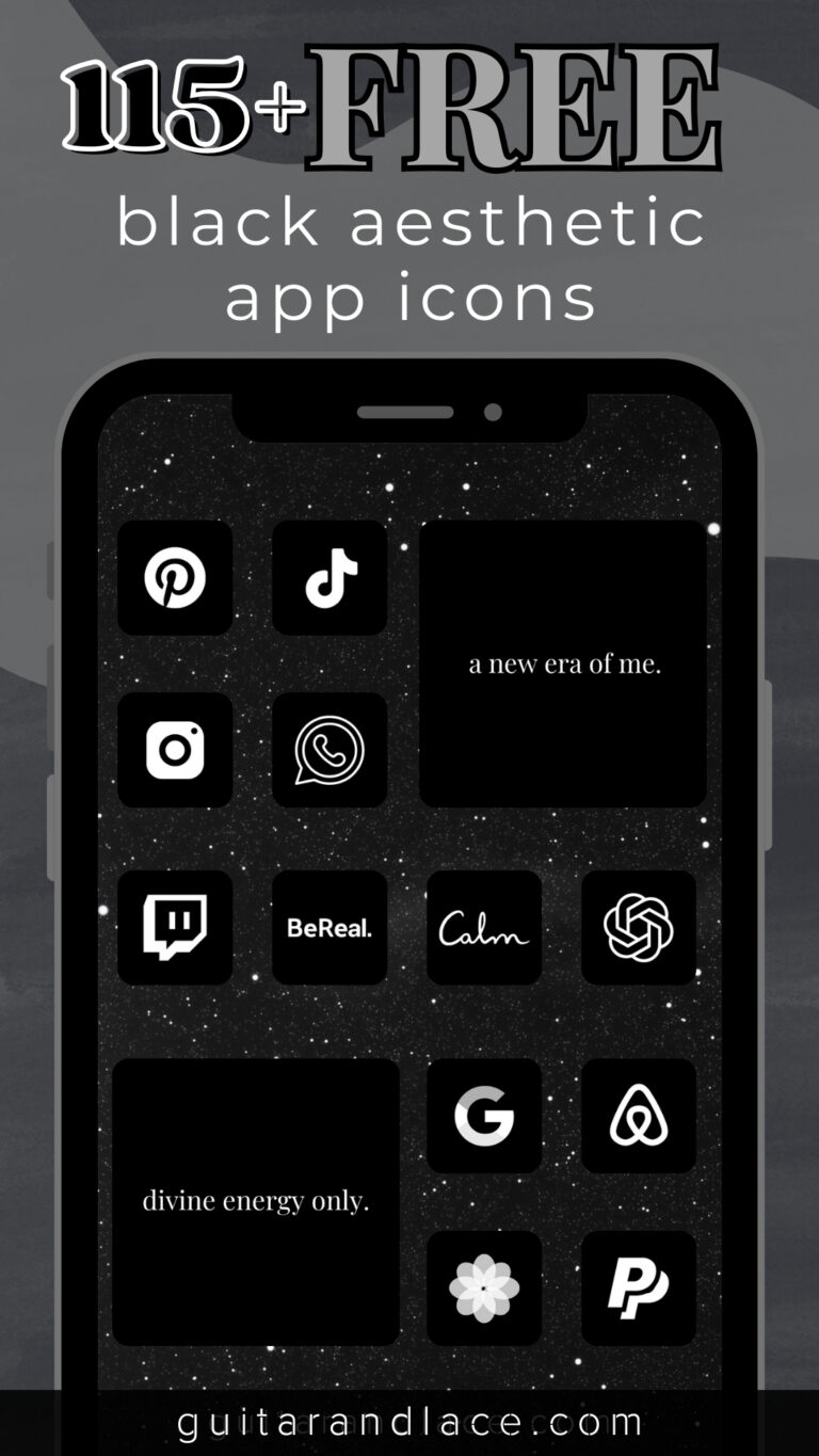 115+ Free Black App Icons for your Phone | guitar & lace
