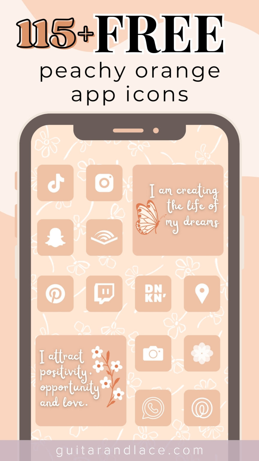 Free Pastel Peach App Icons - iPhone, Android and More! | guitar & lace