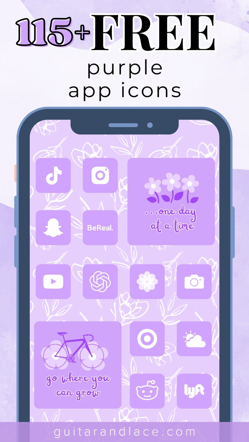 Free Purple App Icons for iPhone, Android & More | guitar & lace