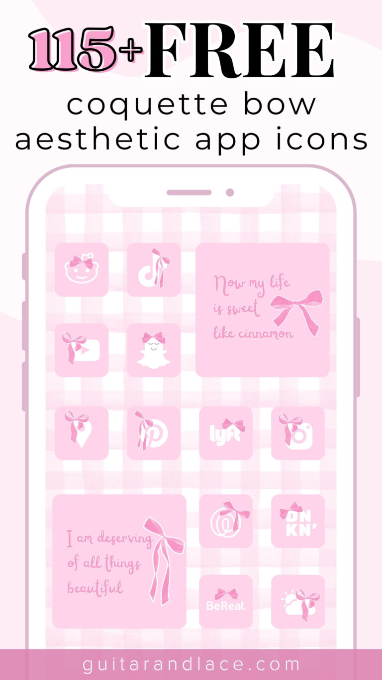 115+ Coquette Bow App Icons for iPhone, Android & more! | guitar & lace