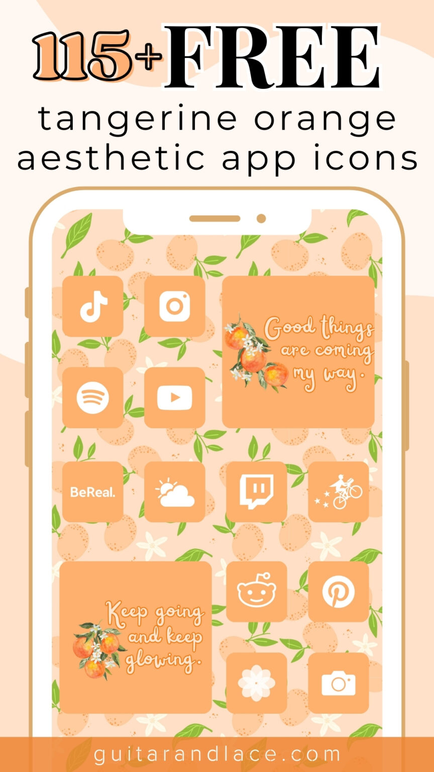 115+ Free Tangerine Orange App Icons for Phone & iPad | guitar & lace